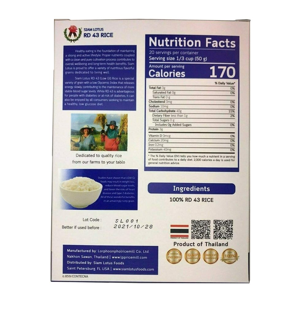 Low Glycemic Index Rice – Siam Lotus | Healthy Rice for the World